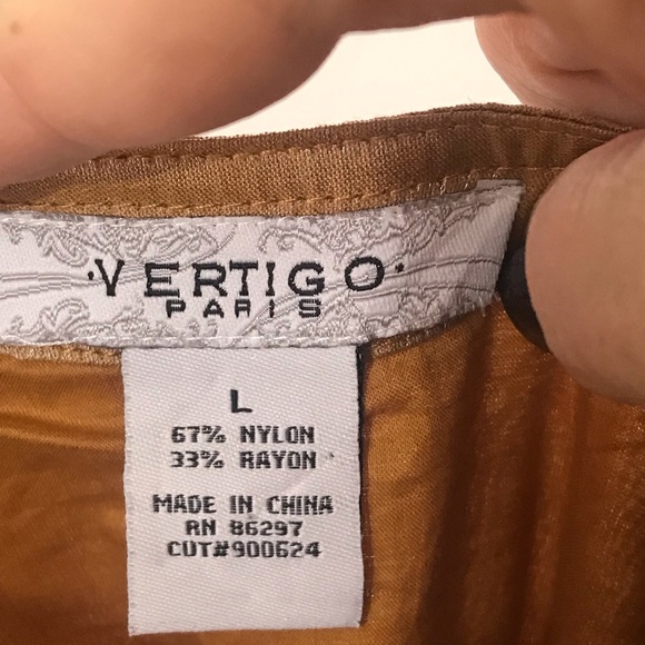 Vertigo Paris | Dresses | Vertigo Paris Euc Little Gold Dress | Poshmark
